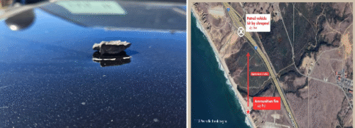 CHP vehicle damaged by shrapnel during Camp Pendleton live-fire exercise